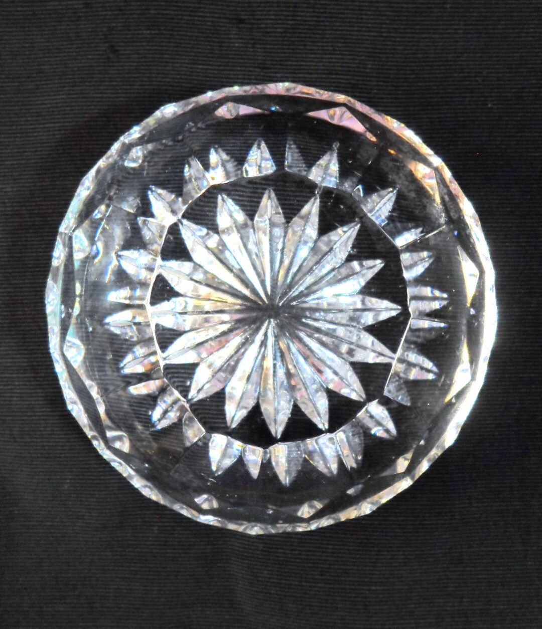Vintage WATERFORD FACETED PAPERWEIGHT Flat Top Starburst Bottom 3.25 ...