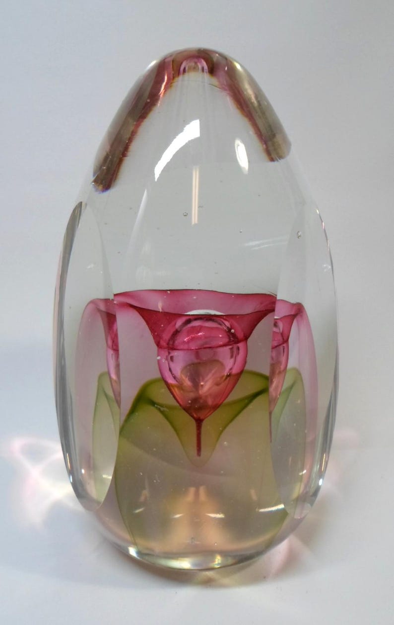 Vintage SOMMERSO PAPERWEIGHT - EGG Shaped Pink Flower Design 5" Tall - Etsy