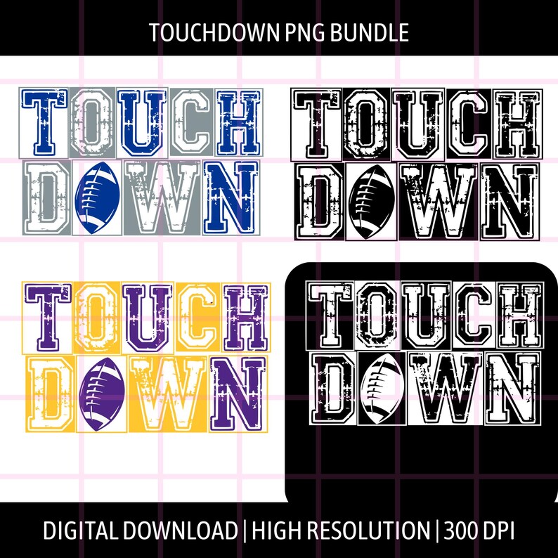 Football Touchdown PNG: Game Day Clipart for Sublimation (digital ...