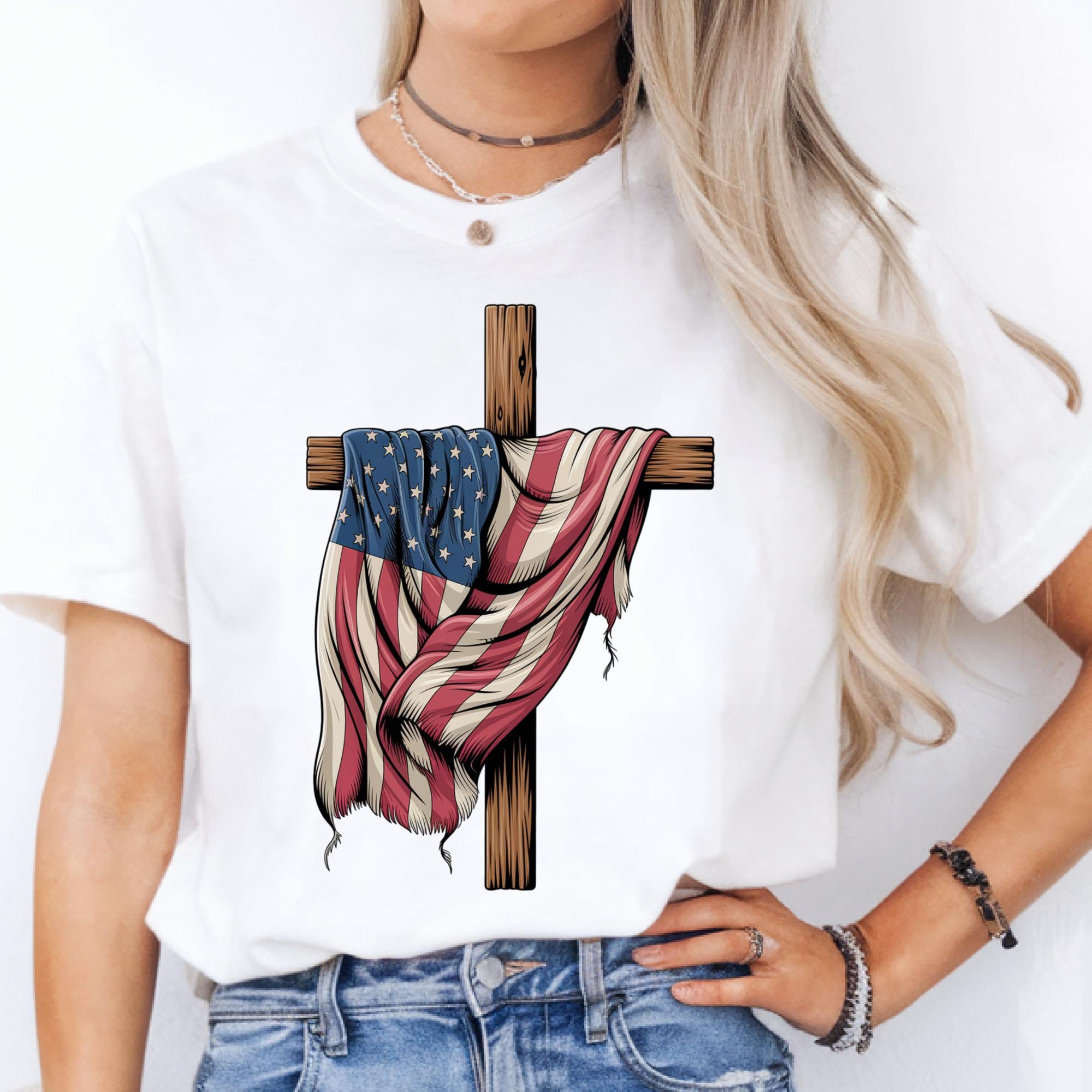 American Flag Cross PNG Bundle: Patriotic Christian Sublimation ...
