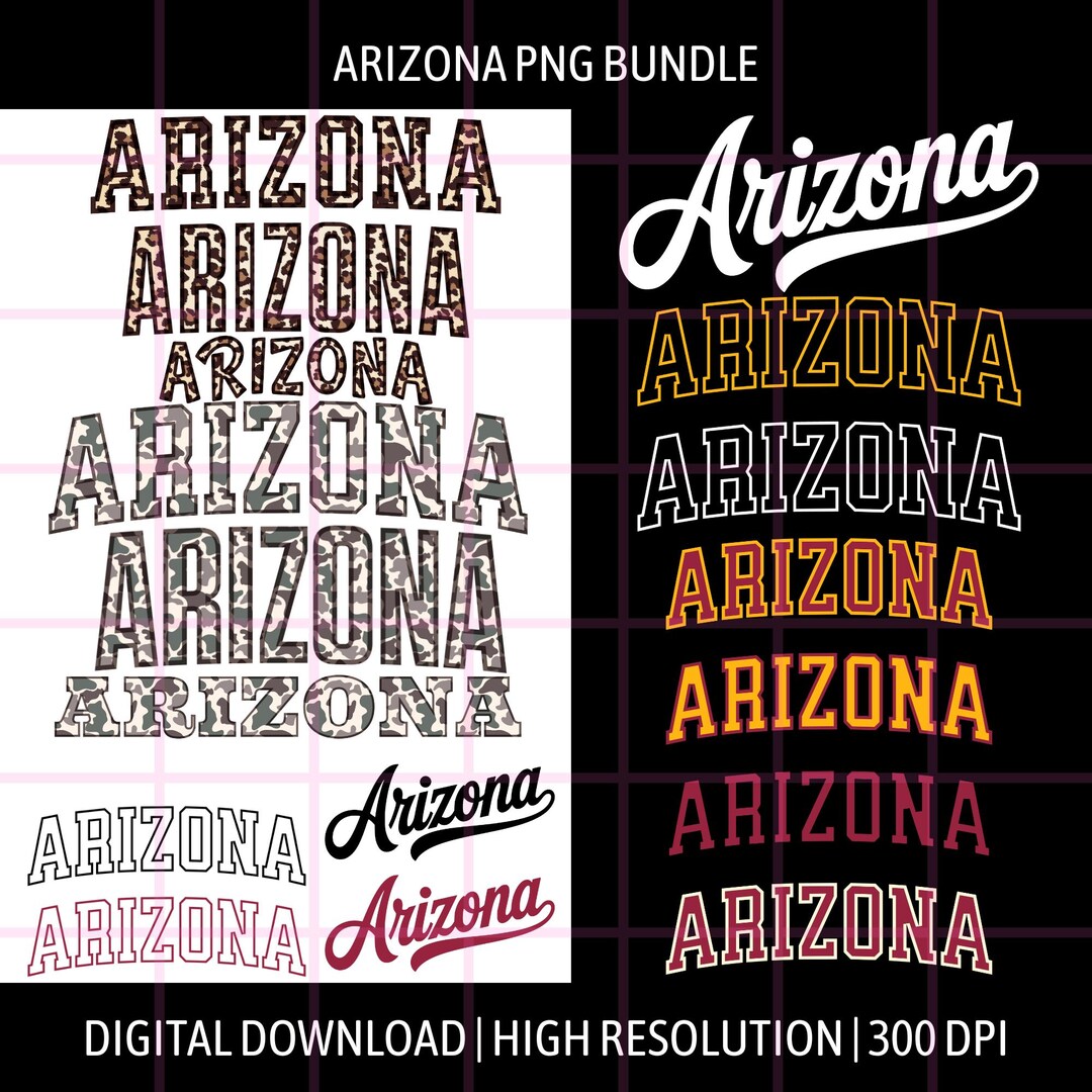 Arizona PNG Bundle | Typography Designs | Camo Leopard Print Fonts ...