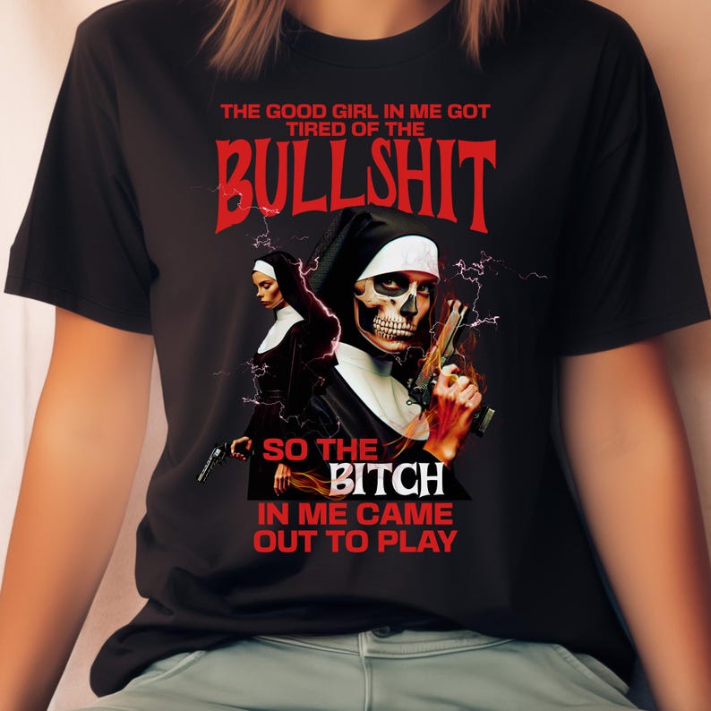 Dark Humor Quote PNG | Good Girl Bad Girl Design | Gothic Nun PNG ...