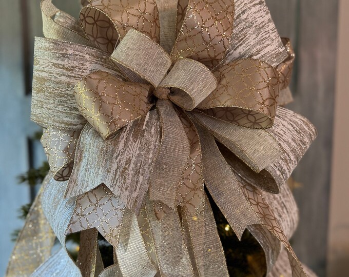 Tree Topper, XL Elegant Tree Topper Bow With Long Streamers, Christmas ...
