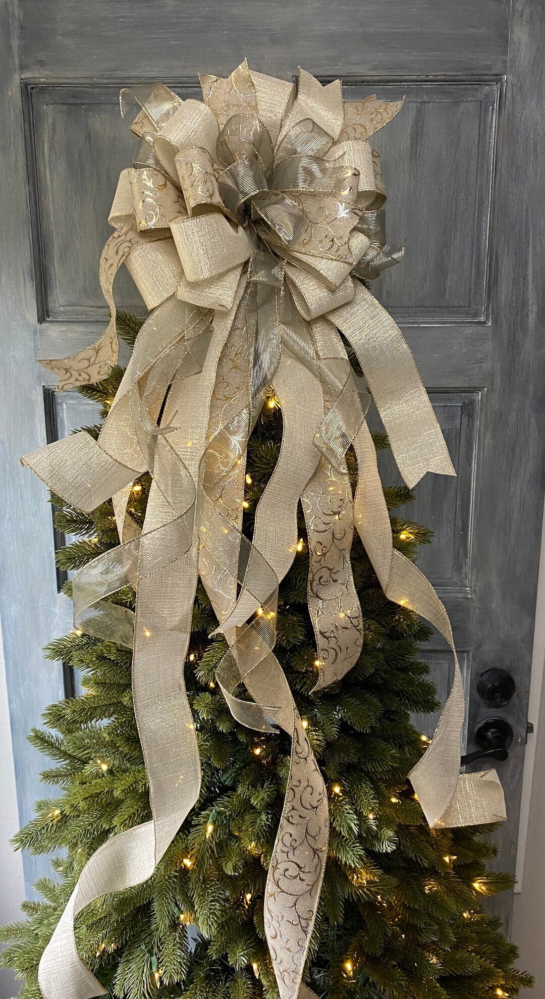 Tree Topper Xl Elegant Tree Topper Bow With Long Streamers Etsy
