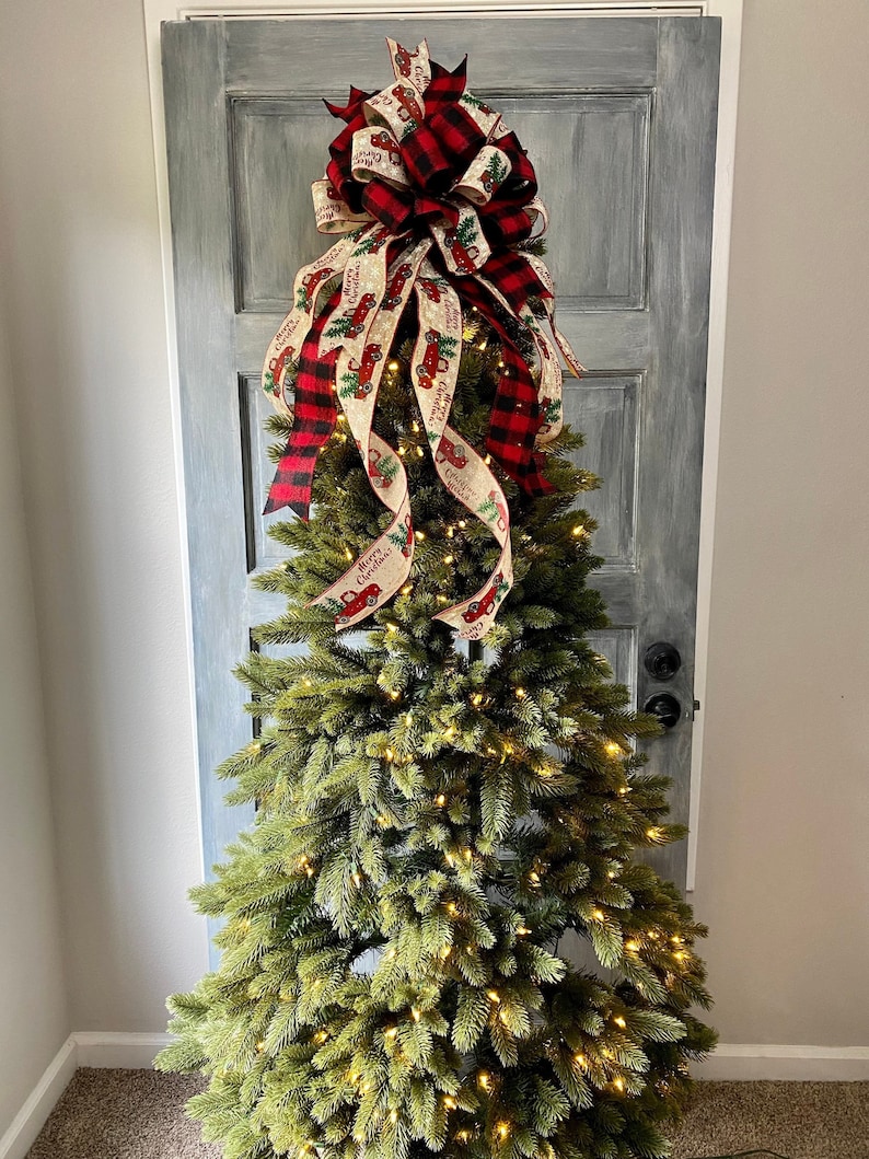 Red Truck Christmas Bow Country Christmas Tree Topper - Etsy