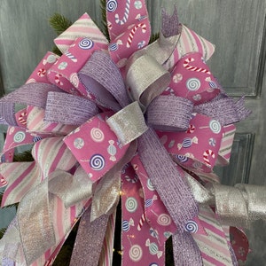 Whimsical Pink Pastel Candyland Tree Topper Bow, Tree Topper Bow With ...