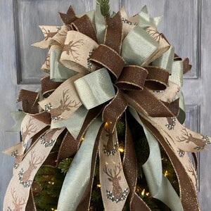 Rustic Christmas Tree Topper Bow, Large Christmas Bow Tree Topper ...