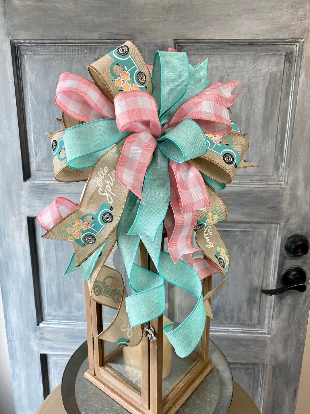 Farmhouse Spring Bow for Lantern or Wreath With Old Truck, Easter ...