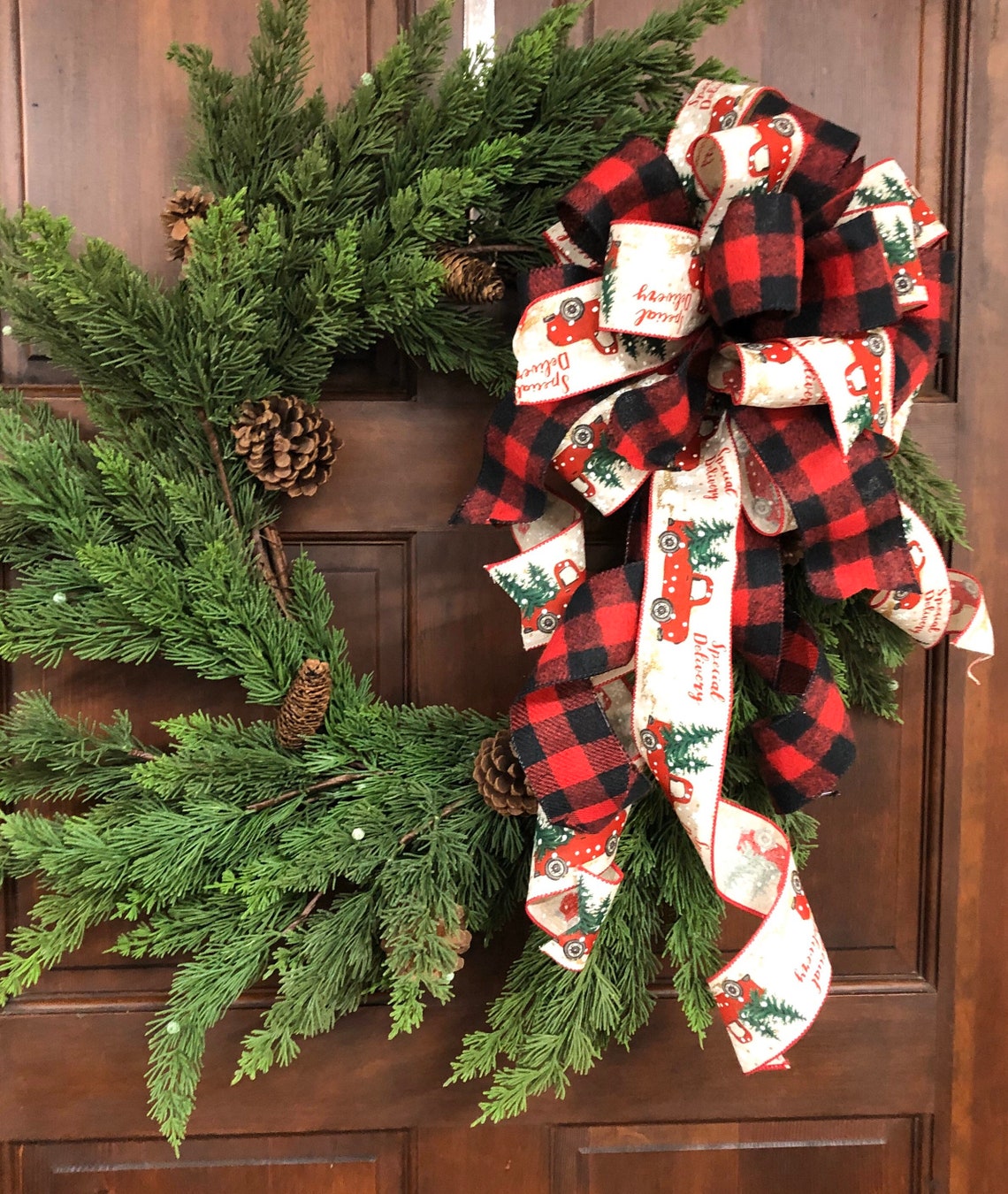 Red Truck Christmas Bow Country Christmas Tree Topper | Etsy