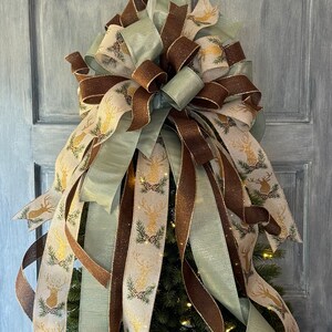 Rustic Christmas Tree Topper Bow, Large Christmas Bow Tree Topper ...