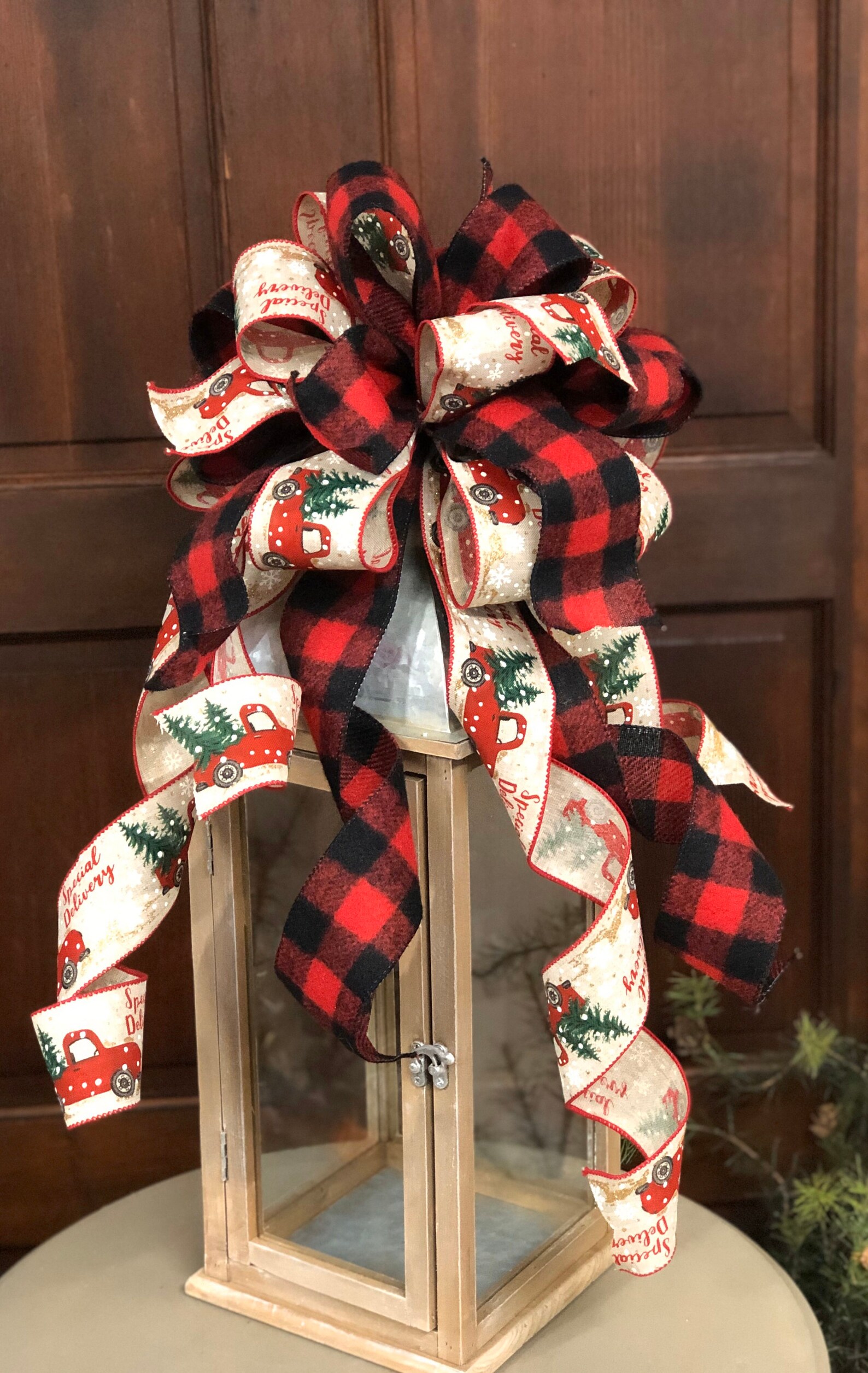 Red Truck Christmas Bow Country Christmas Tree Topper | Etsy