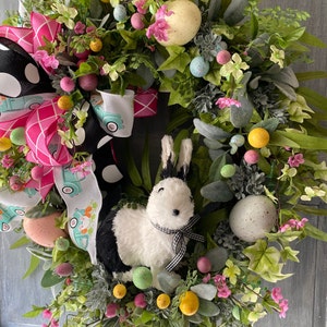 Spring Rabbit and Egg Door Decoration, Easter Egg Wreath With Bunny for ...