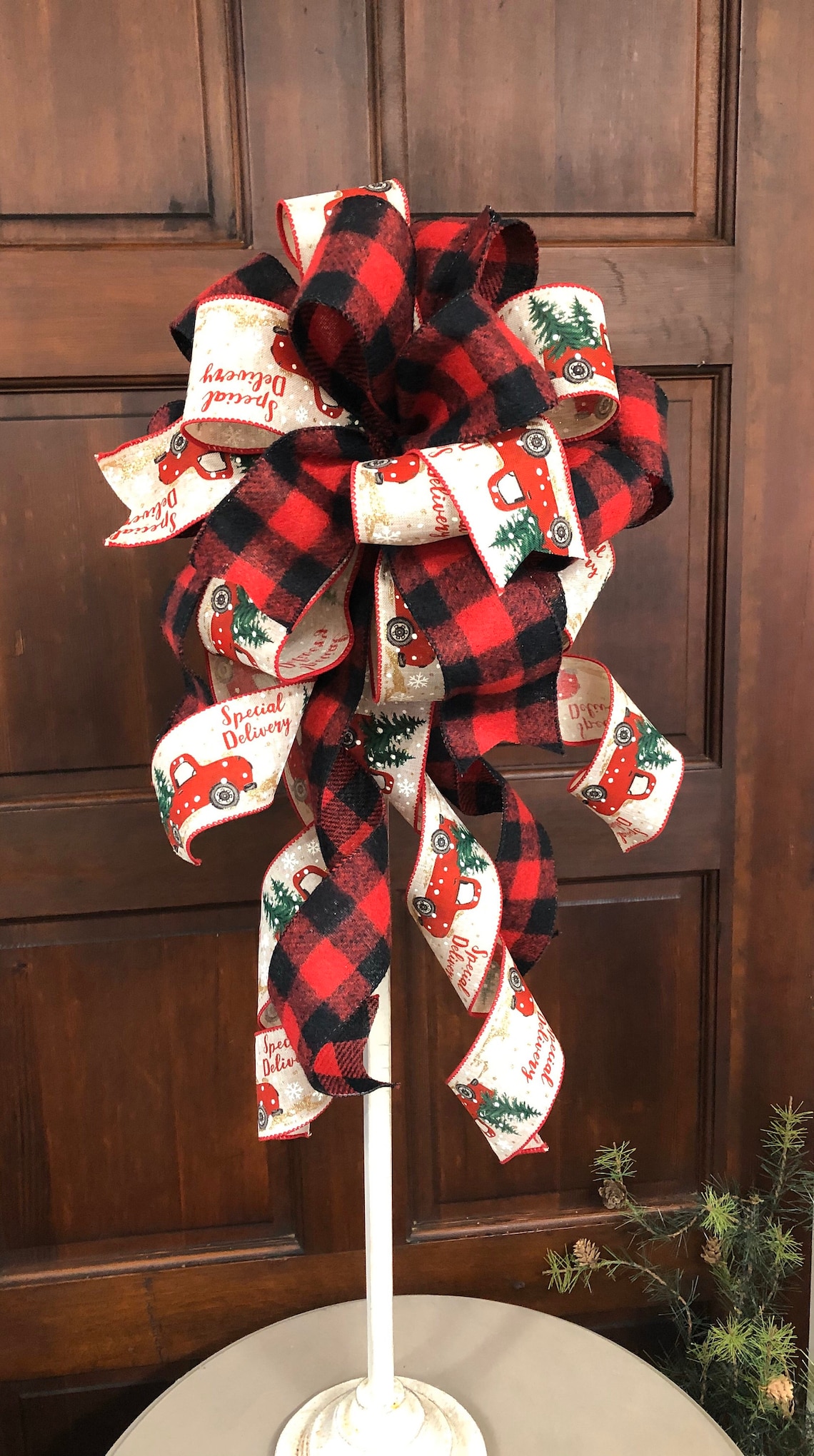 Red Truck Christmas Bow Country Christmas Tree Topper | Etsy