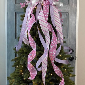 Whimsical Pink Pastel Candyland Tree Topper Bow, Tree Topper Bow With ...