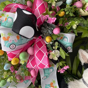 Spring Rabbit and Egg Door Decoration, Easter Egg Wreath With Bunny for ...