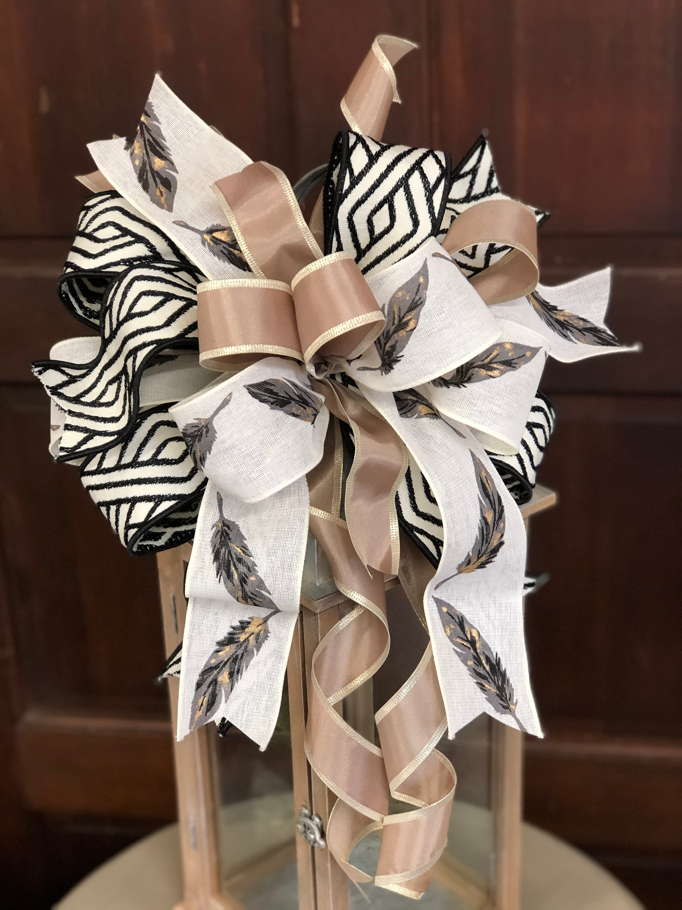 Everyday Year Round Wreath Bow Black and Tan Bow Farmhouse | Etsy