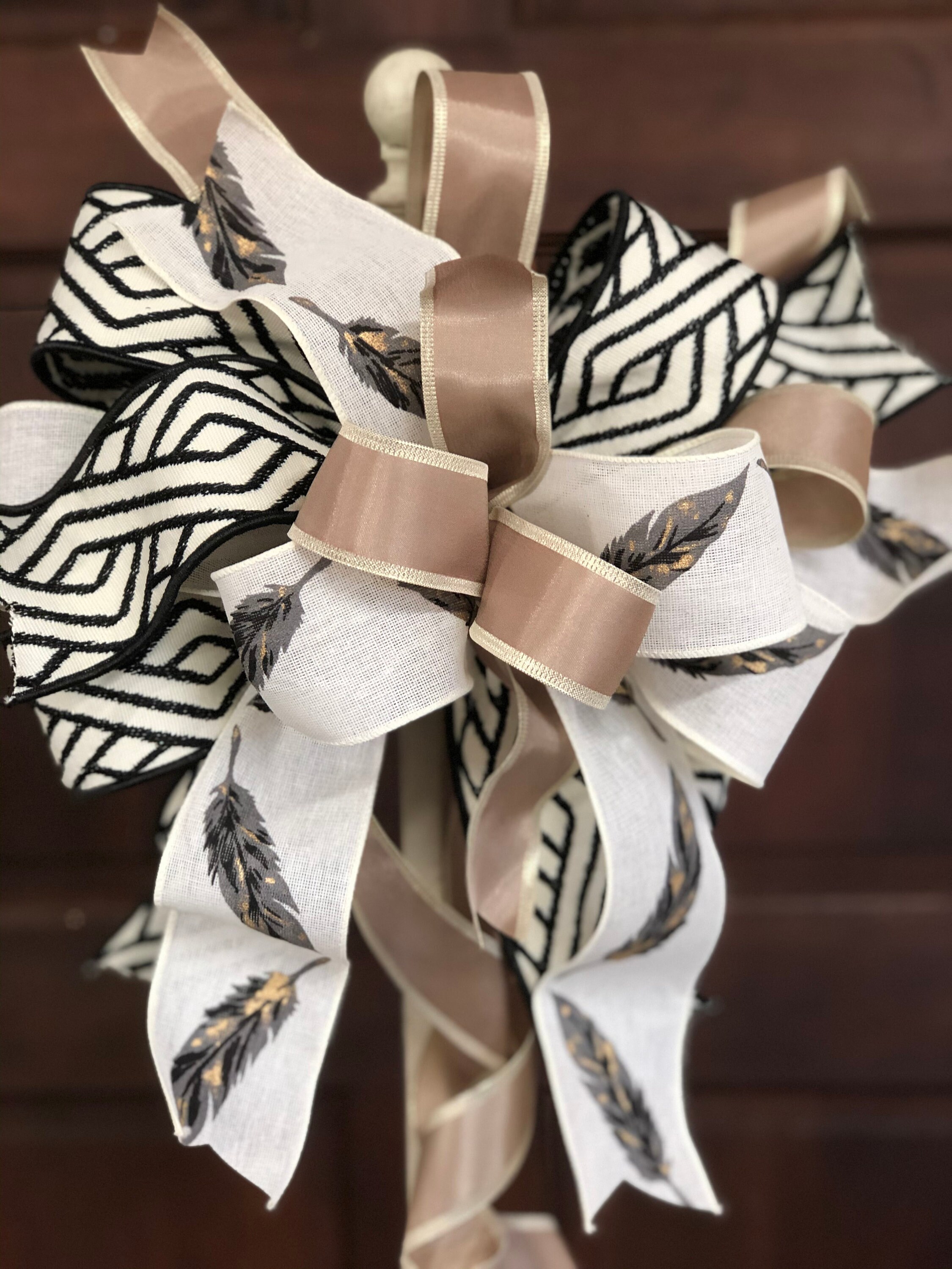 Everyday Year Round Wreath Bow Black and Tan Bow Farmhouse | Etsy