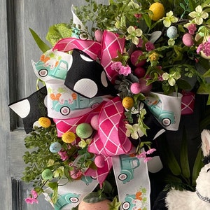 Spring Rabbit and Egg Door Decoration, Easter Egg Wreath With Bunny for ...