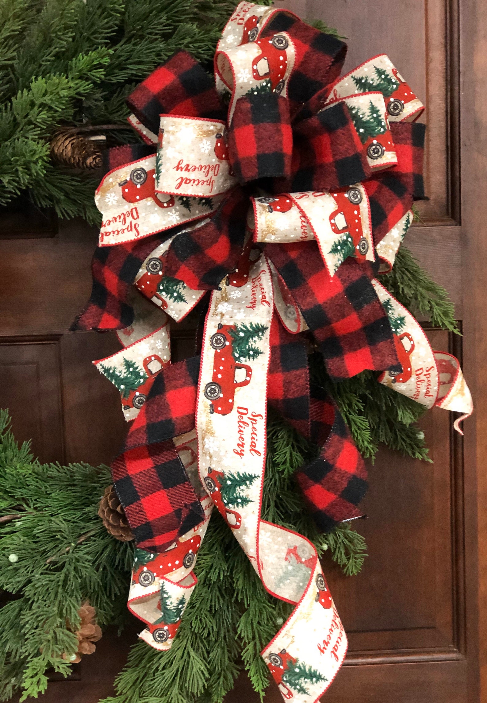 Red Truck Christmas Bow Country Christmas Tree Topper | Etsy