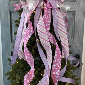 Whimsical Pink Pastel Candyland Tree Topper Bow, Tree Topper Bow With ...