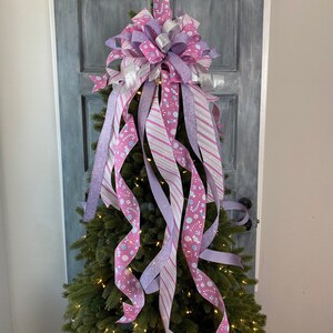 Whimsical Pink Pastel Candyland Tree Topper Bow, Tree Topper Bow With ...