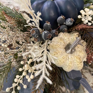 Large Blue Fall Centerpiece With Pumpkins Island Centerpiece - Etsy