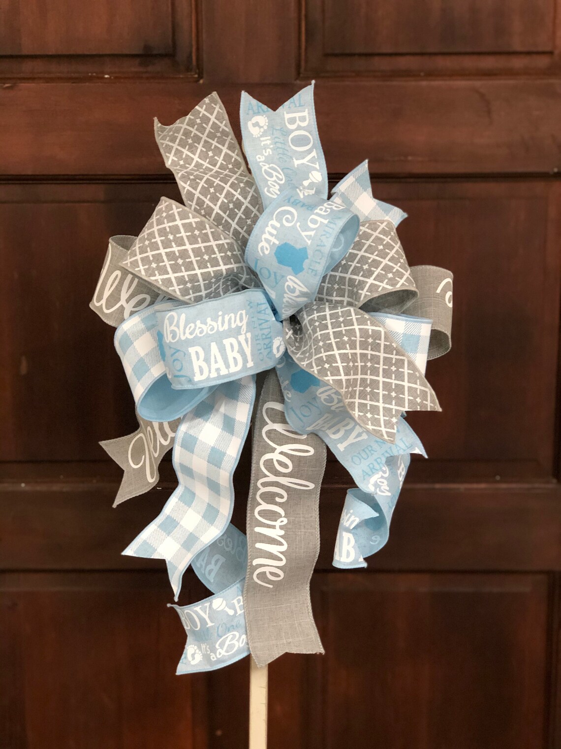 Welcome Baby Boy Bow for Wreaths Lanterns Door and Mailbox | Etsy