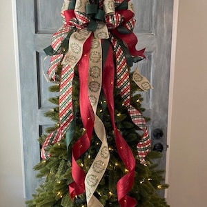 Large Christmas Bow for Tree, Whimsical Christmas Tree Topper ...