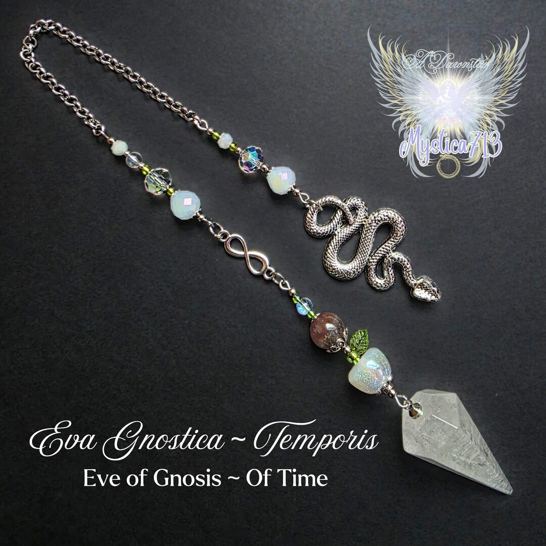 Eva Gnostica Temporis Auralite 23 Quartz Crystal Pendulum Serpent Apple ...