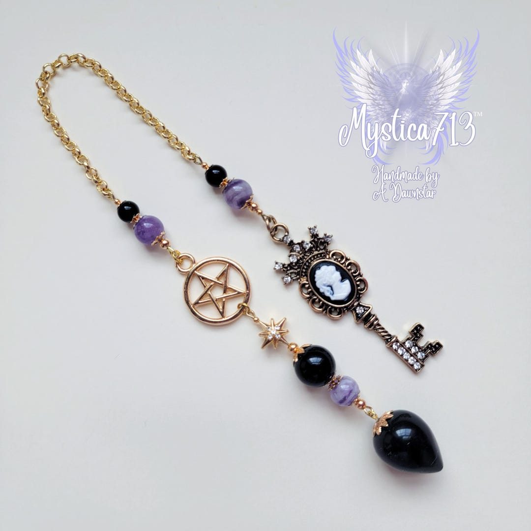 Hekate's Keys Hecate Pendulum With Amethyst Obsidian and Black Agate W ...