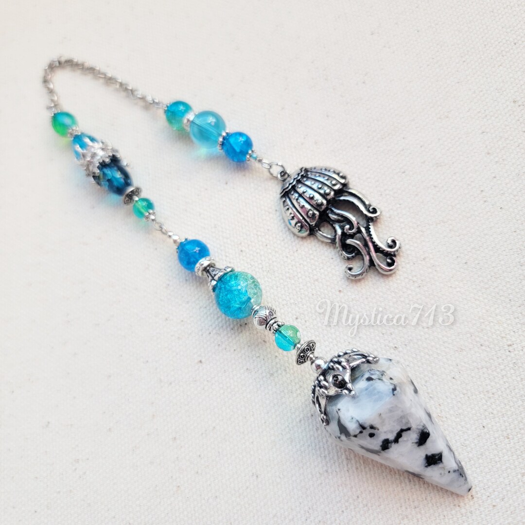 Water Divine Pendulum Unique Rainbow Moonstone With Jellyfish Charm ...