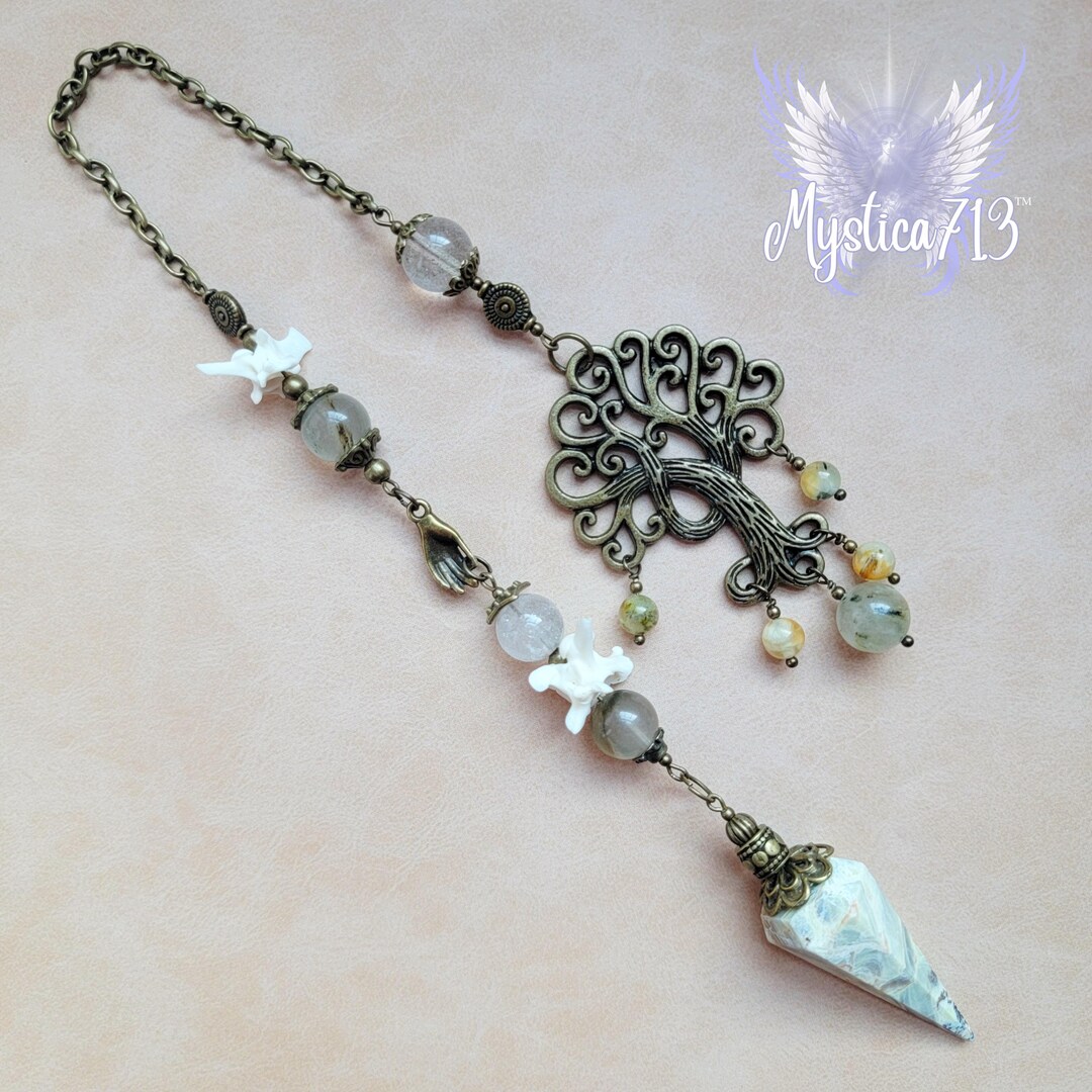 Snake Vertebrae Pendulum With Tree of Life ~serpentine, Lodolite Quartz ...