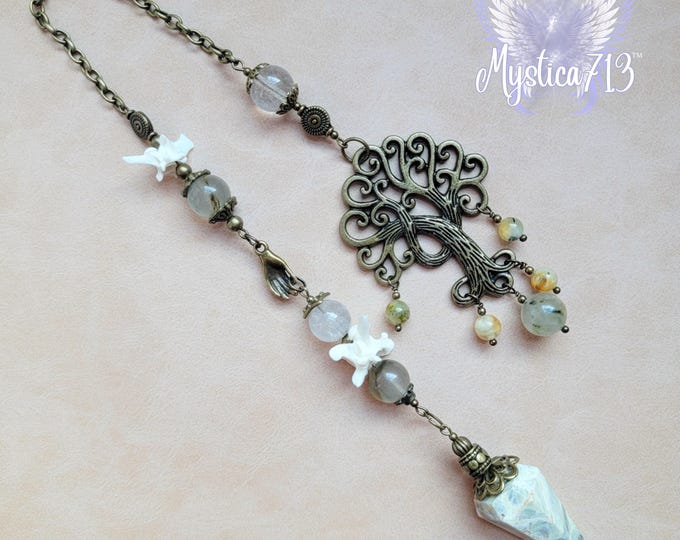 Snake Vertebrae Pendulum With Tree of Life ~serpentine, Lodolite Quartz ...