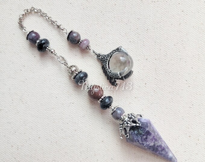 Dragon Claw Pendulum Unique Celestial Divination ~lepidolite ~fancy ...