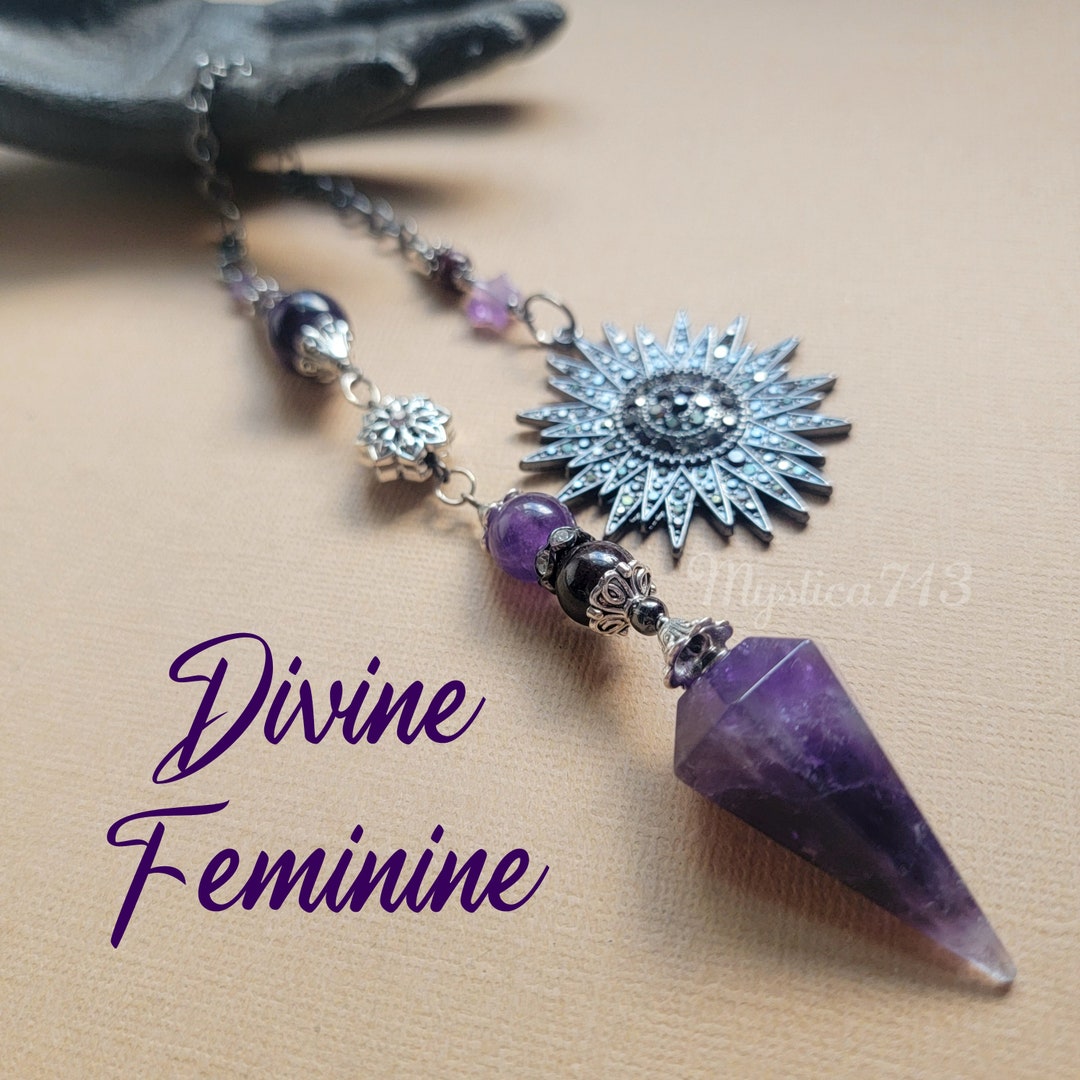 Divine Feminine Goddess Empowerment Pendulum Amethyst & Garnet inanna Ishtar Lilith Asherah ...
