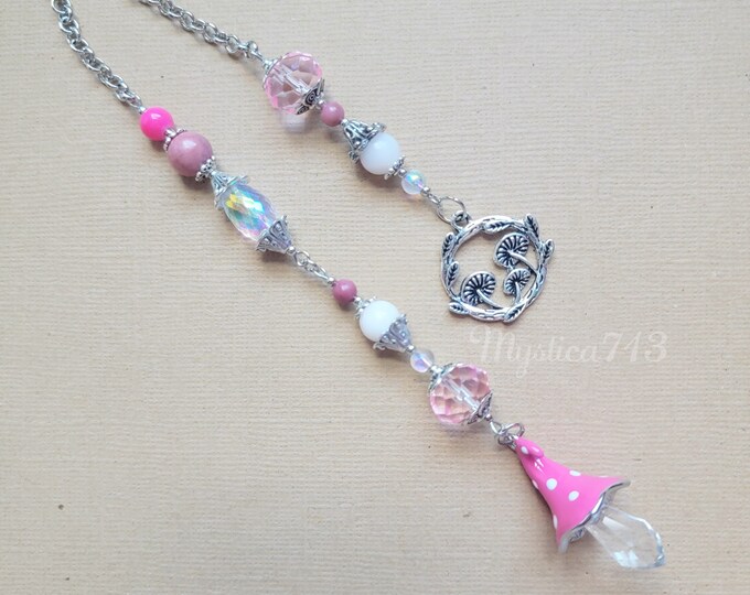 Magickal Mushroom Whimsical Crystal Prism Pendulum ~pink Calcite ...