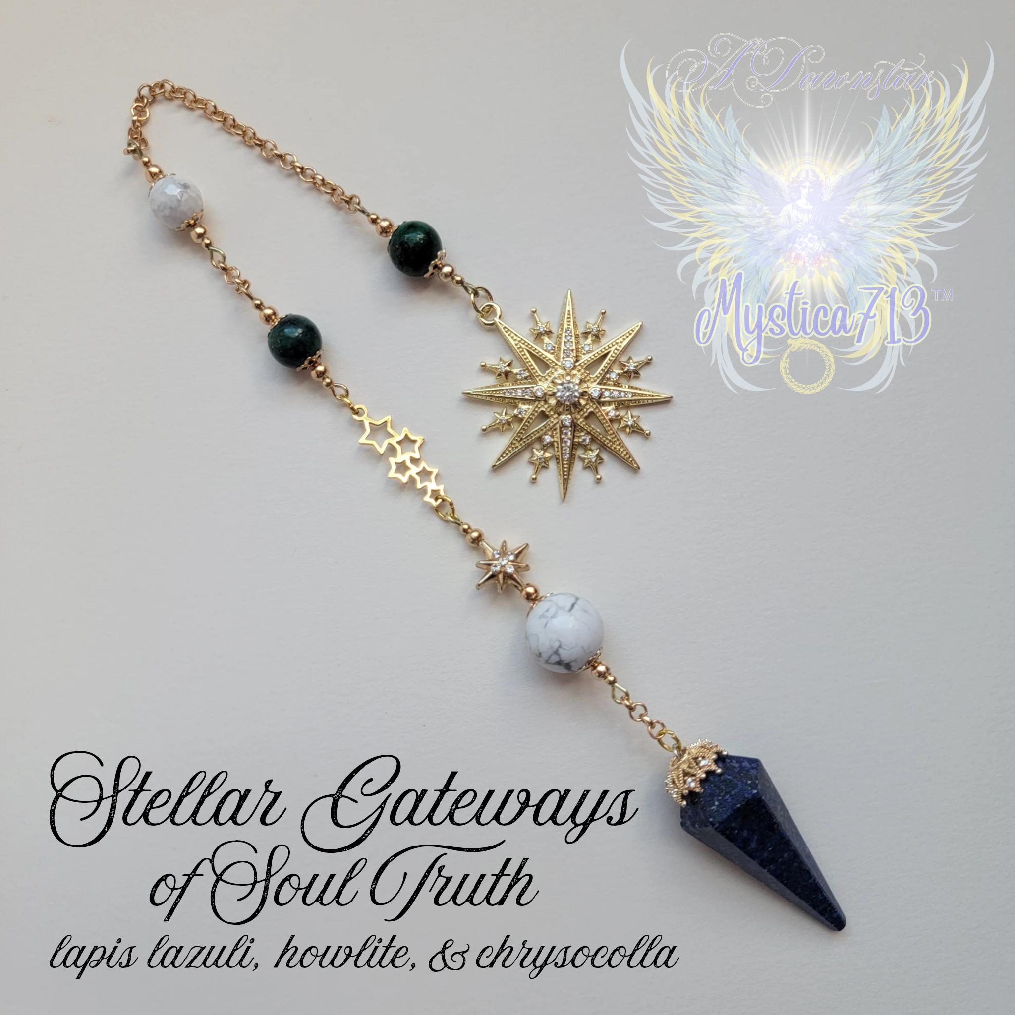 Lapis Lazuli Pendulum With Howlite & Chrysocolla Golden Celestial Star ...