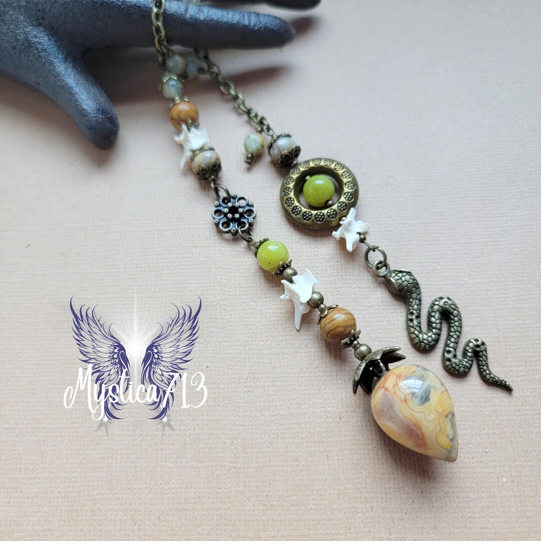 Snake Vertebrae Pendulum serpentine, Crazy Lace Agate, Picture Jasper ...