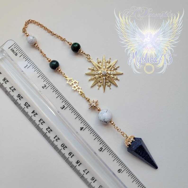 Lapis Lazuli Pendulum With Howlite & Chrysocolla Golden Celestial Star ...