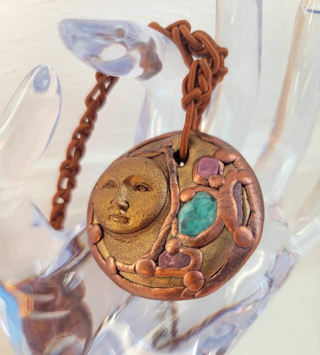 Emerald & Ruby Solar Theme Energy Infused Design Artisan Amulet Pendant ...