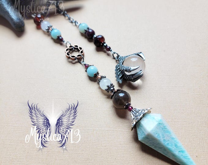 Dragon Elemental Pendulum Fire and Water amazonite garnet carnelian ...
