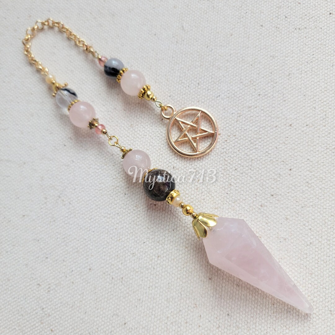 Divine Feminine ~rose, Smoky, and Tourmalinated Quartz Pendulum ~ Celestial Divination ~golden ...