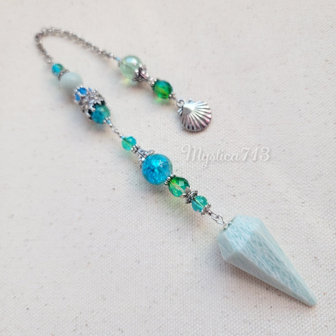 Water Divine Pendulum Unique Amazonite ~shell Charm Celestial ...