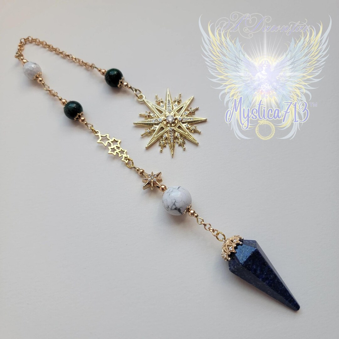 Lapis Lazuli Pendulum With Howlite & Chrysocolla Golden Celestial Star ...
