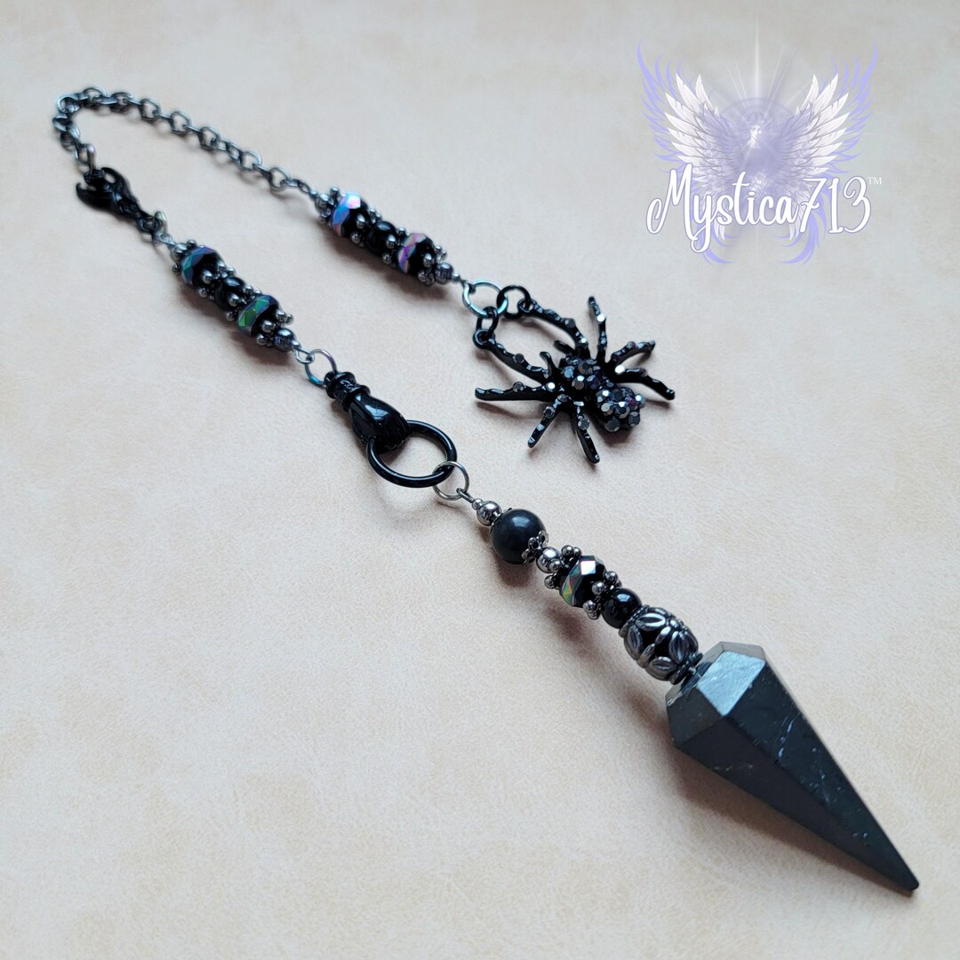 Spider and Bat Black Pendulum With Rainbow Tone Metal Accents ...