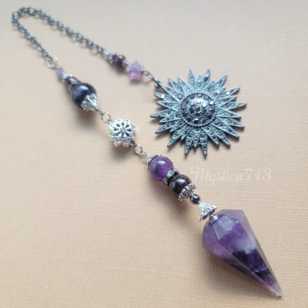 Divine Feminine Goddess Empowerment Pendulum Amethyst & Garnet ~inanna Ishtar Lilith Asherah ...