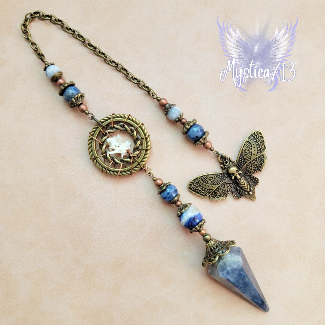 Snake Vertebrae Pendulum With Death Head Moth Charm Iolite, Sodalite ...