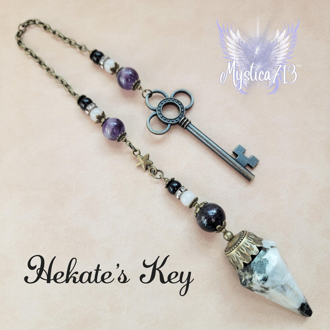 Hekate's Keys Hecate Pendulum With Rainbow Moonstone Amethyst White ...