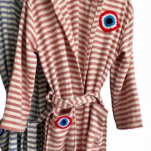 100% Cotton Bathrobe, Evil Eye Peshtemal Towel Robe, Evil Eye Bathrobe ...