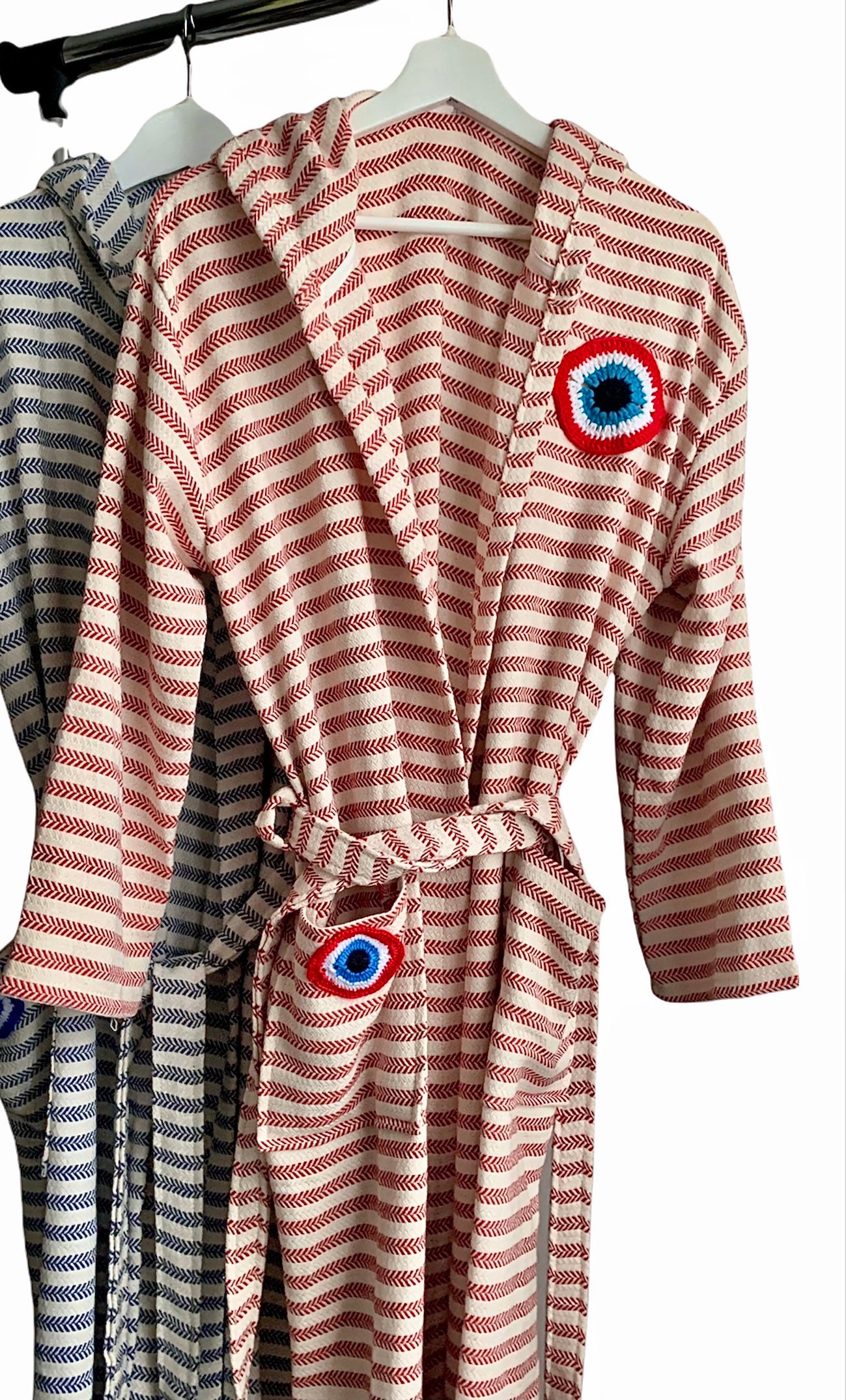100% Cotton Bathrobe Evil Eye Peshtemal Towel Robe Evil Eye - Etsy Canada